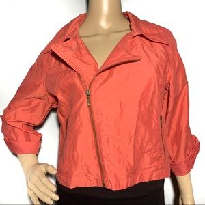 CAbi | Jackets & Coats | Cabi 93 Cropped Coral Moto Jacket Zipper ...